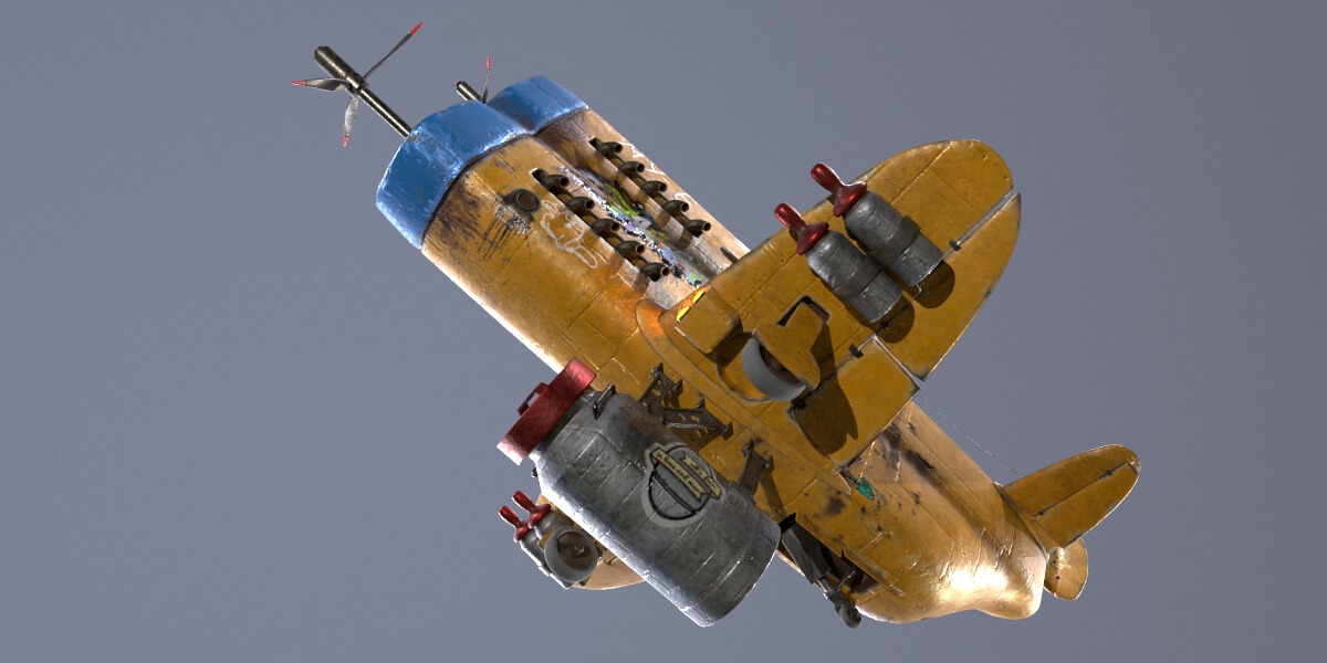 Stylized Yellow Airplane - 3D Model by 3D_Kod