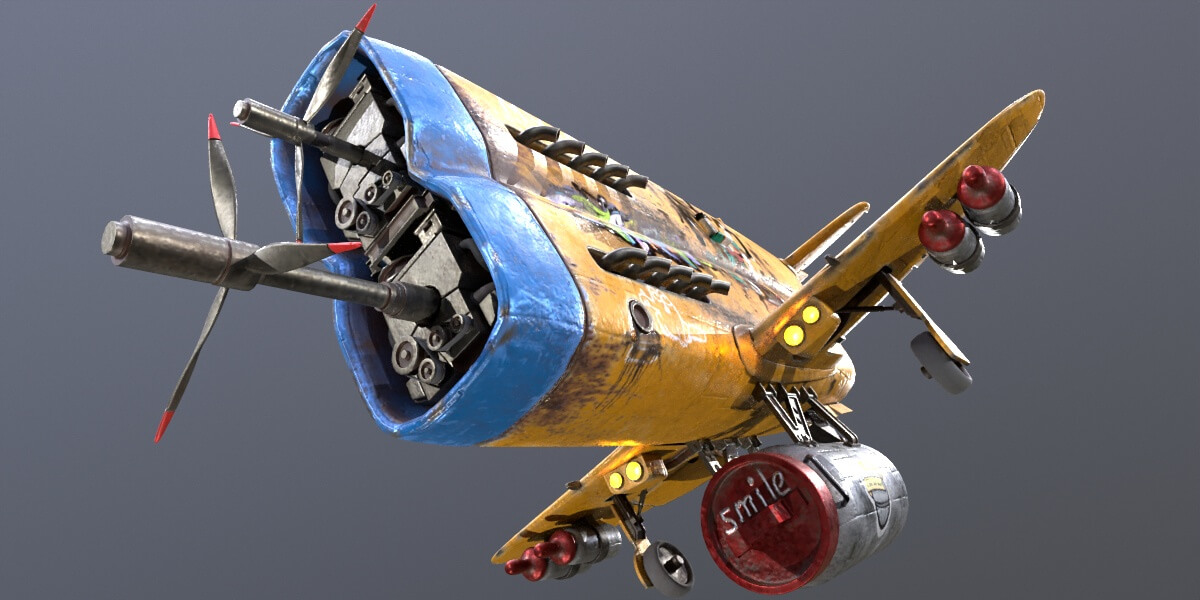 Stylized Yellow Airplane - 3D Model by 3D_Kod