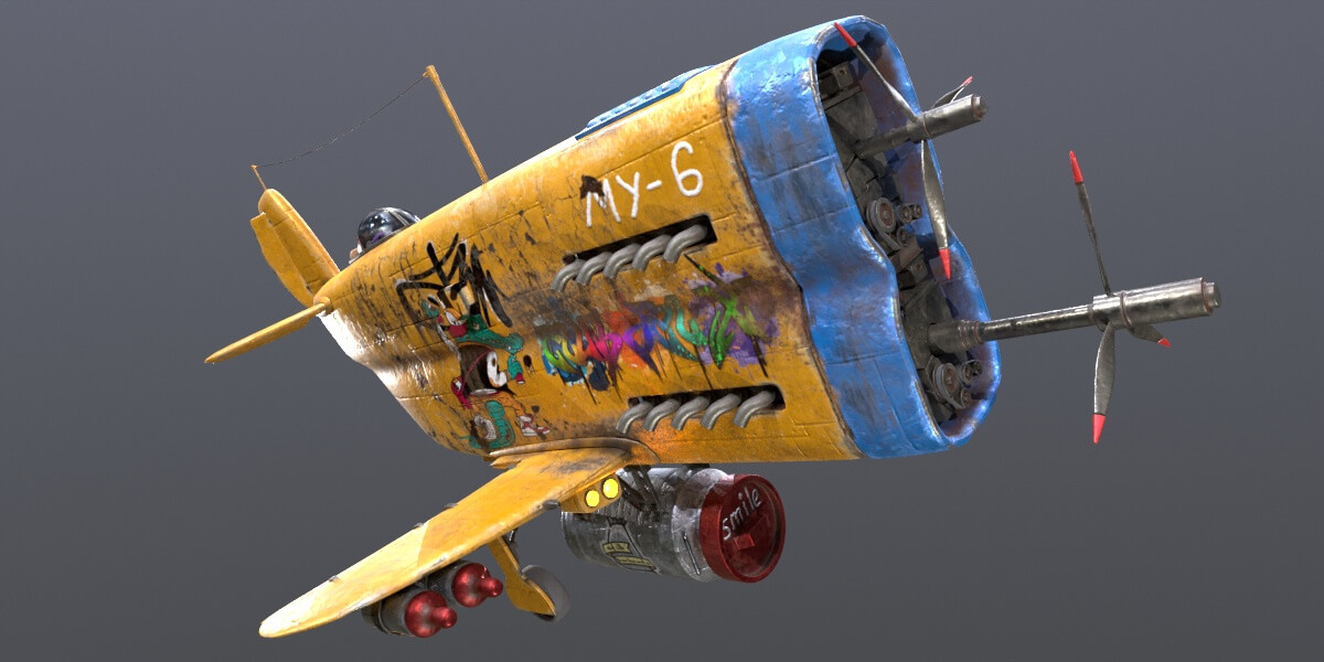 Stylized Yellow Airplane - 3D Model by 3D_Kod