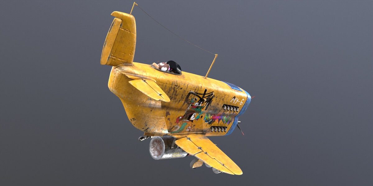 Stylized Yellow Airplane - 3D Model by 3D_Kod