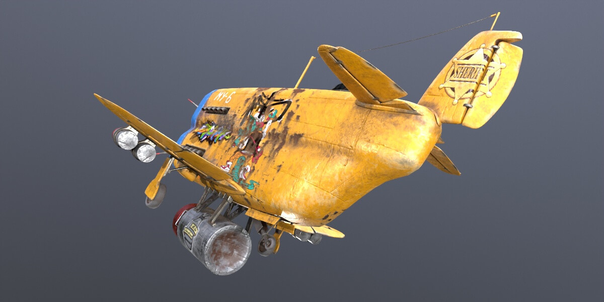 Stylized Realistic Yellow Airplane - 3D Model by 3D_Kod