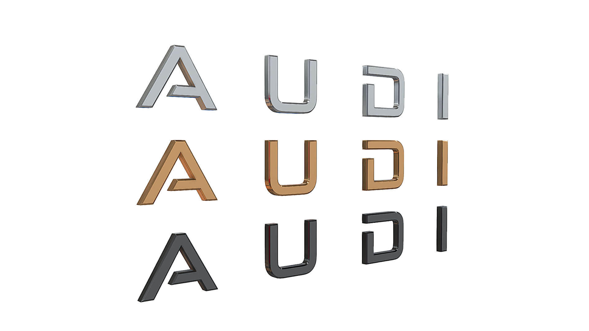 Audi New Logo Nameplate - 3D Model by 3d_logoman