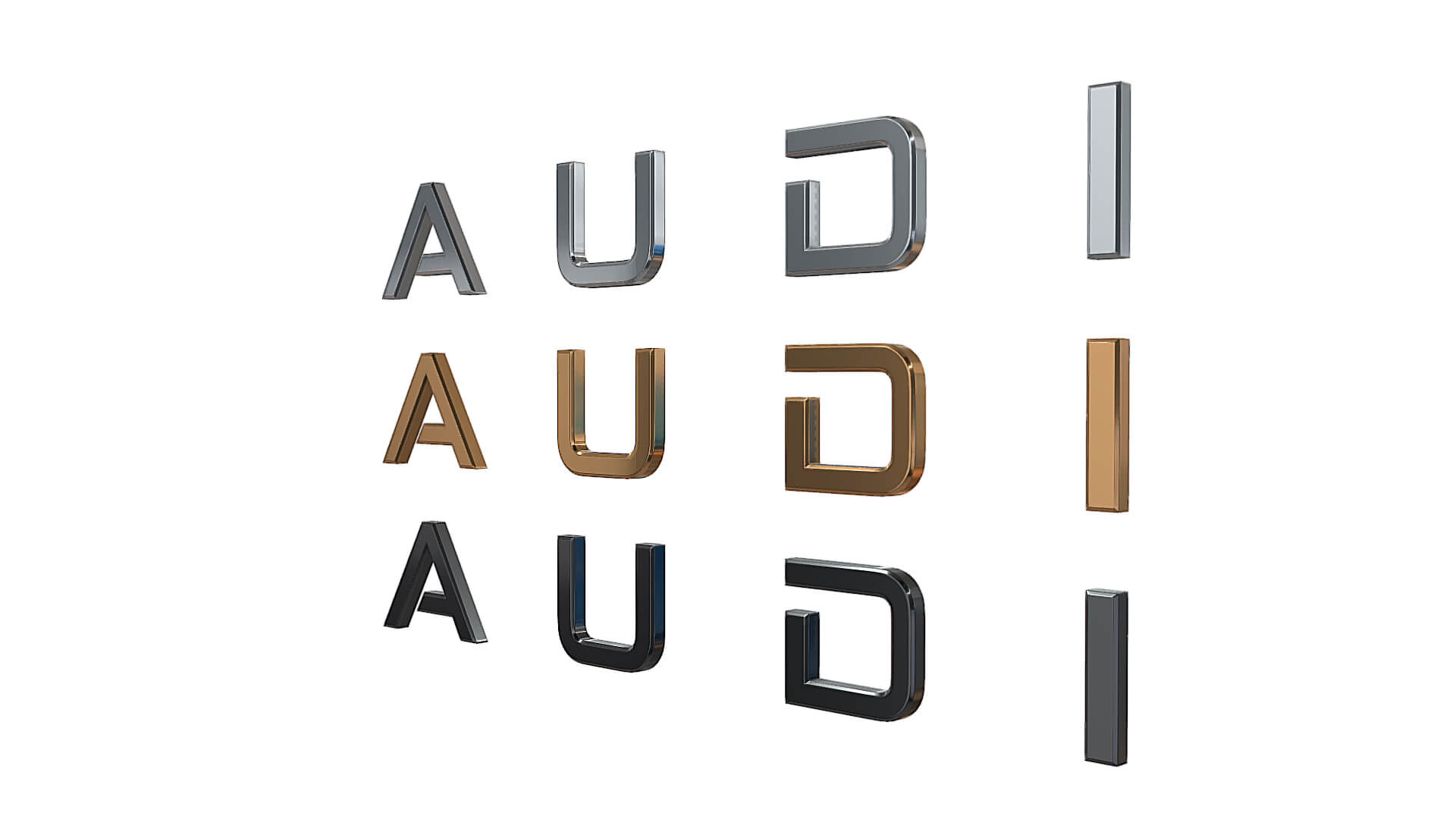 Audi New Logo Nameplate - 3D Model by 3d_logoman
