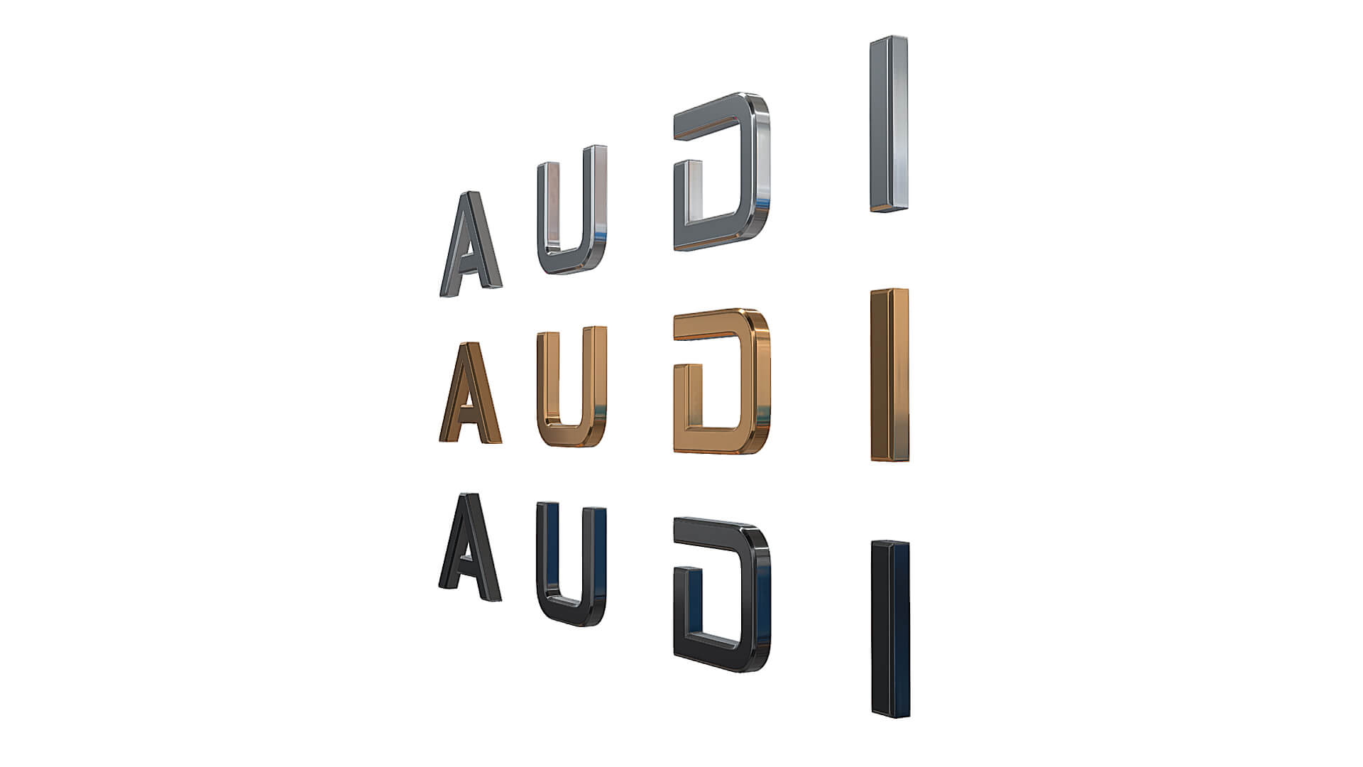 Audi New Logo Nameplate - 3D Model by 3d_logoman