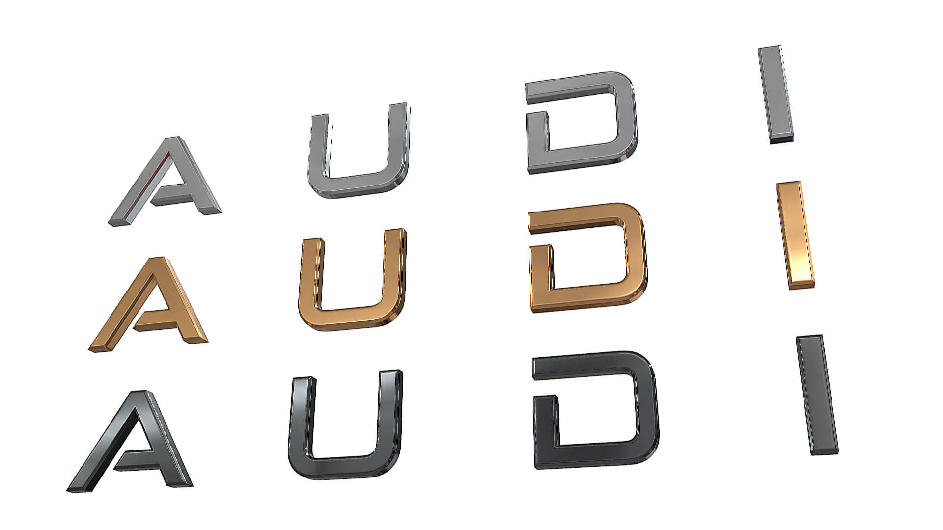 Audi New Logo Nameplate - 3D Model by 3d_logoman