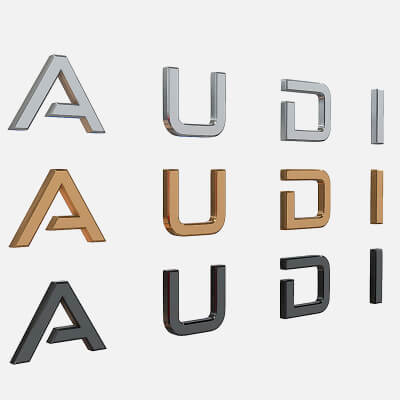 Audi New Logo Nameplate - 3D Model by 3d_logoman