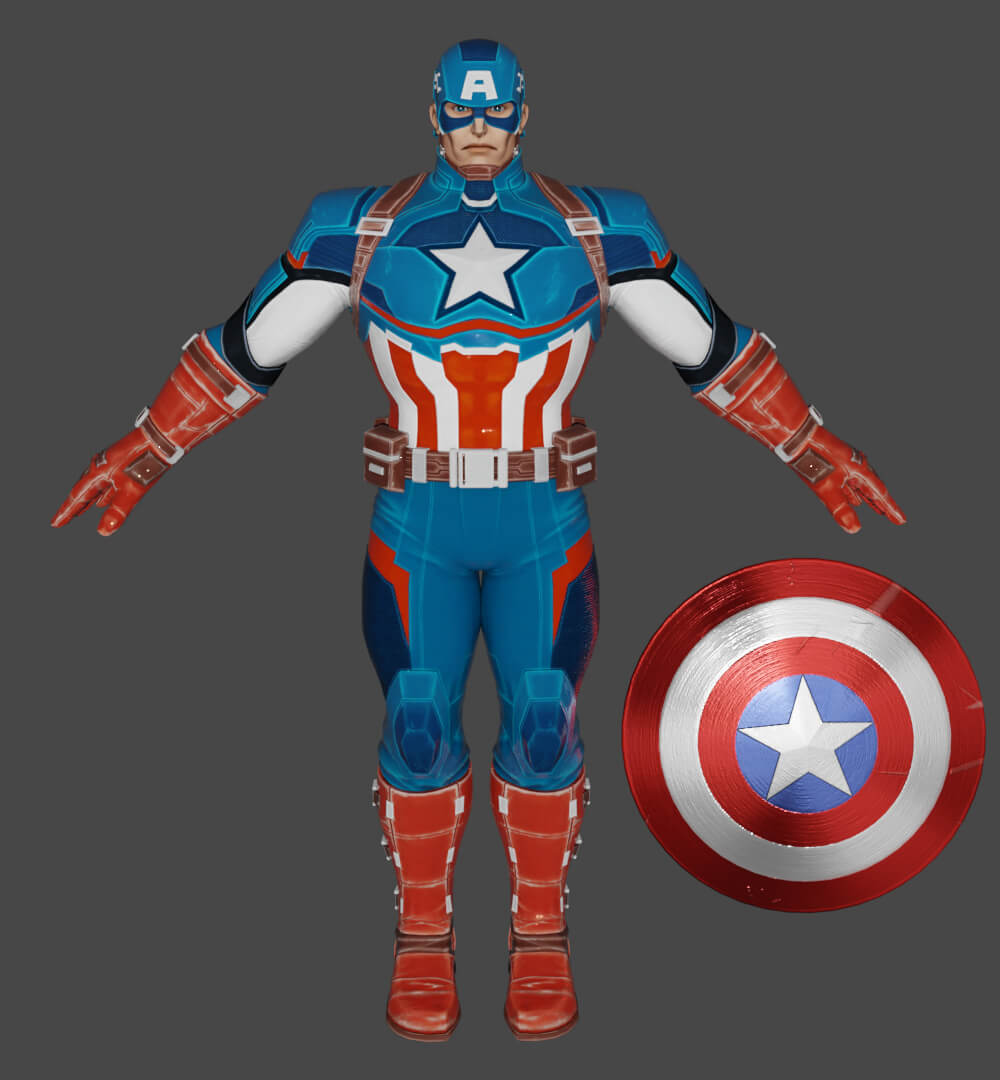 Captain America Low Poly - 3D Model by 3d_Services