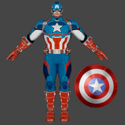 Captain America Low Poly - 3D Model by 3d_Services