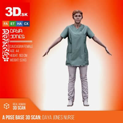 A Pose Base Female Scan Daya Jones Nurse - 3D Model by 3d-sk
