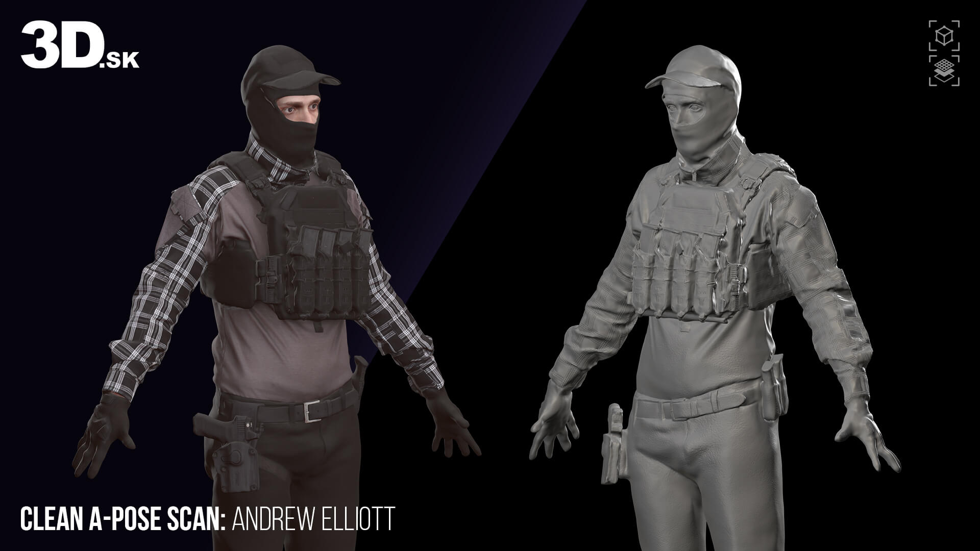 Clean a Pose 3D Scan Andrew Elliott Army Contractor by 3d-sk