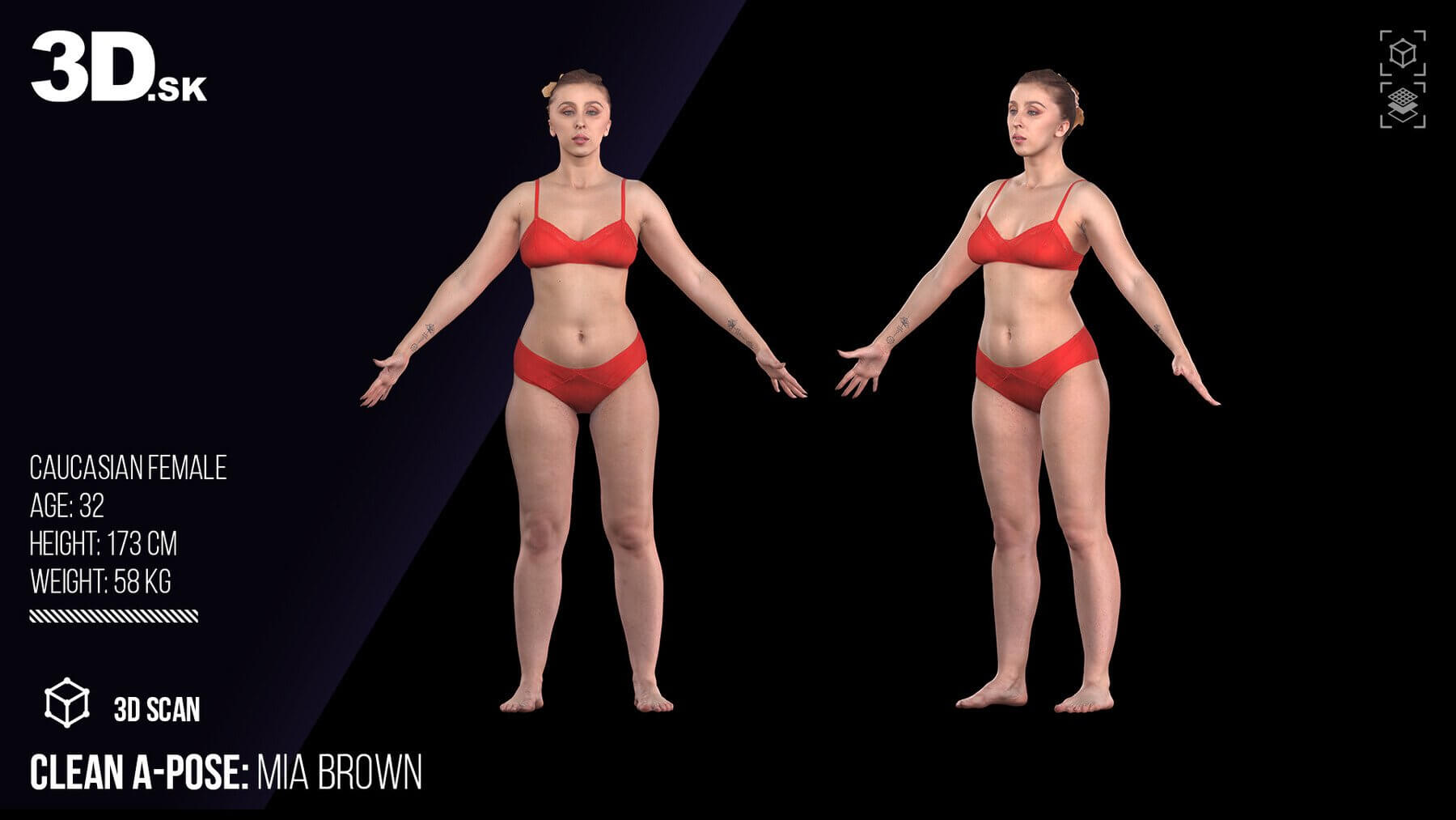 Clean a Pose 3D Scan | Mia Brown Underwear by 3d-sk