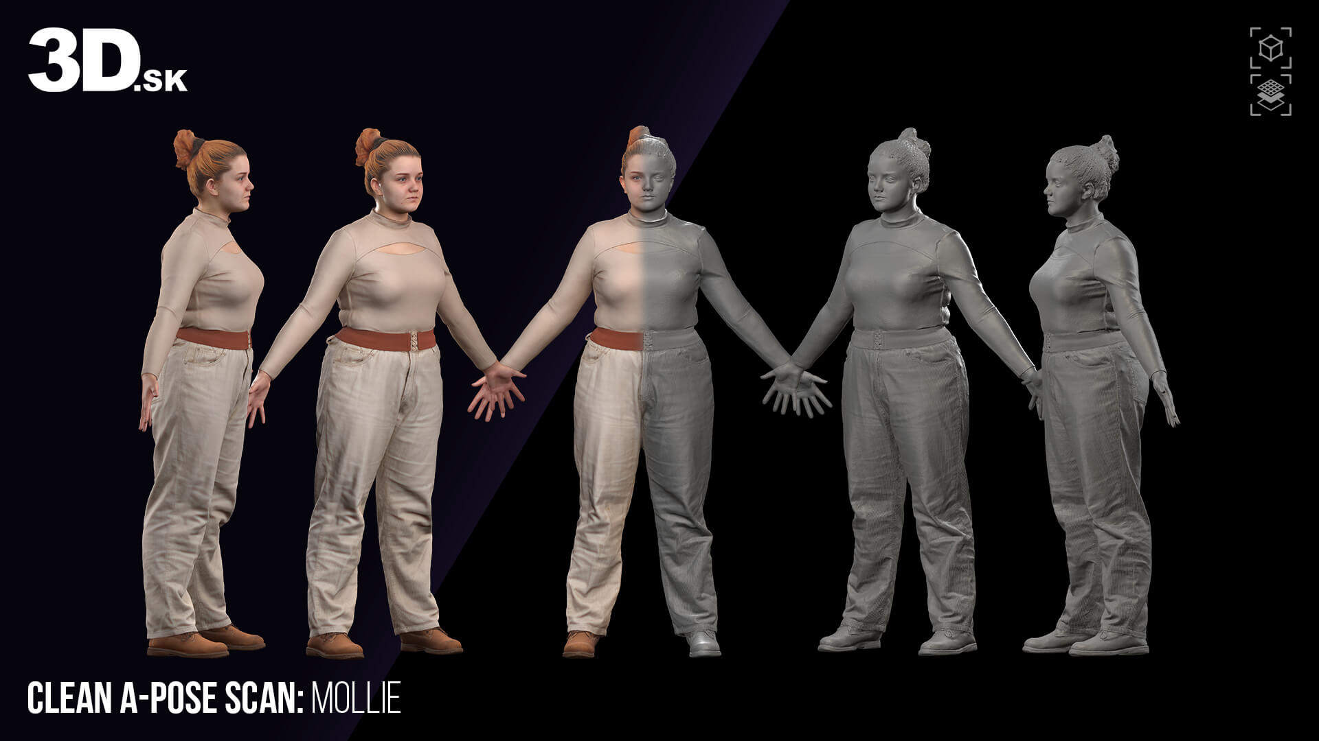 Clean Apose Scan Mollie Clothed - 3D Model by 3d-sk