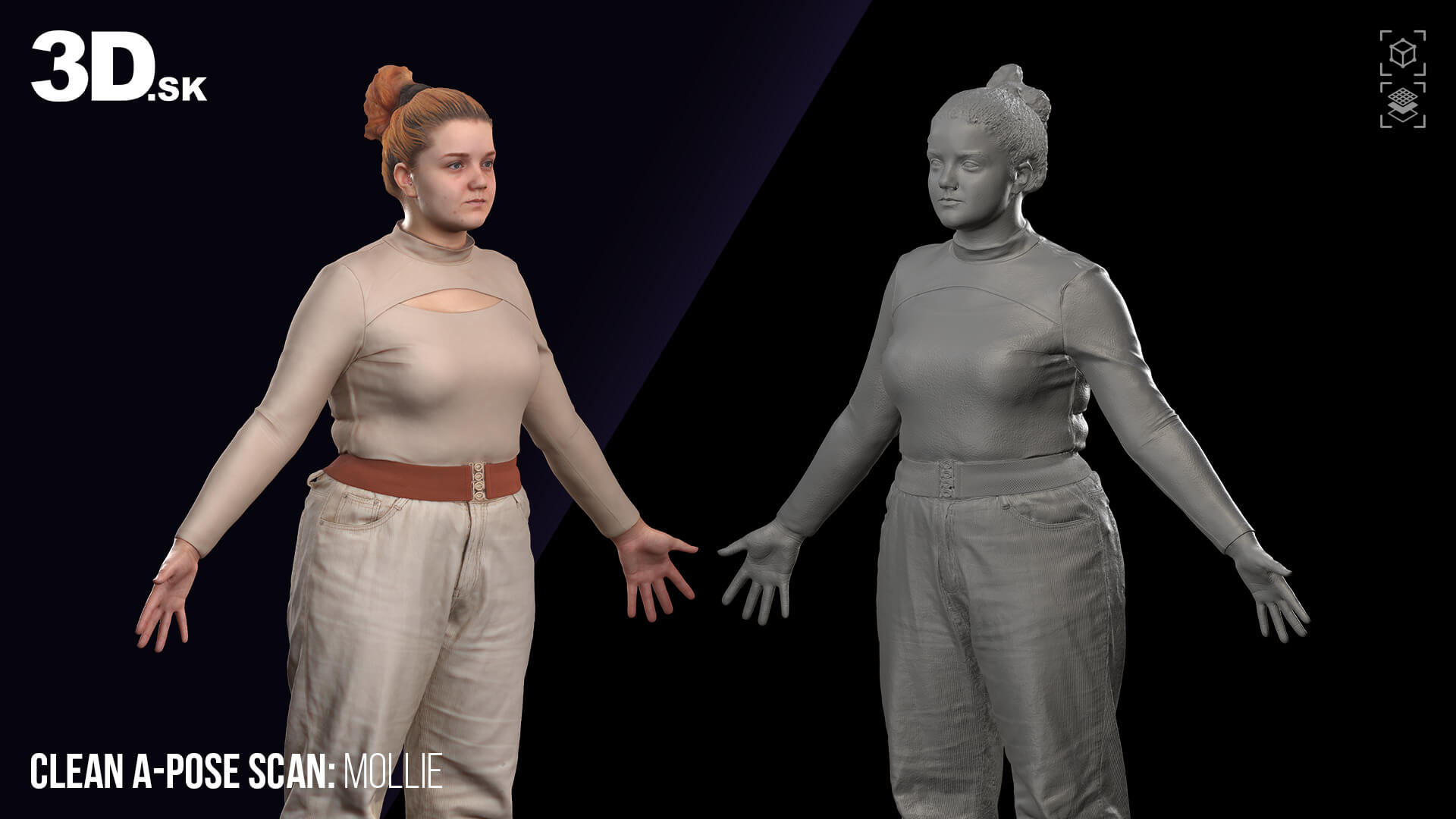 Clean Apose Scan Mollie Clothed - 3D Model by 3d-sk