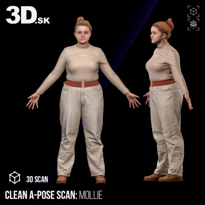 Clean Apose Scan Mollie Clothed - 3D Model by 3d-sk