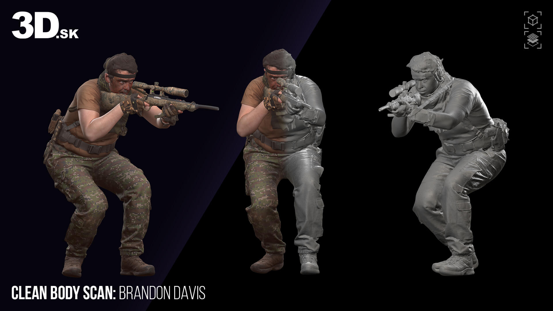 Clean Body 3D Scan Brandon Davis Army Sniper by 3d-sk