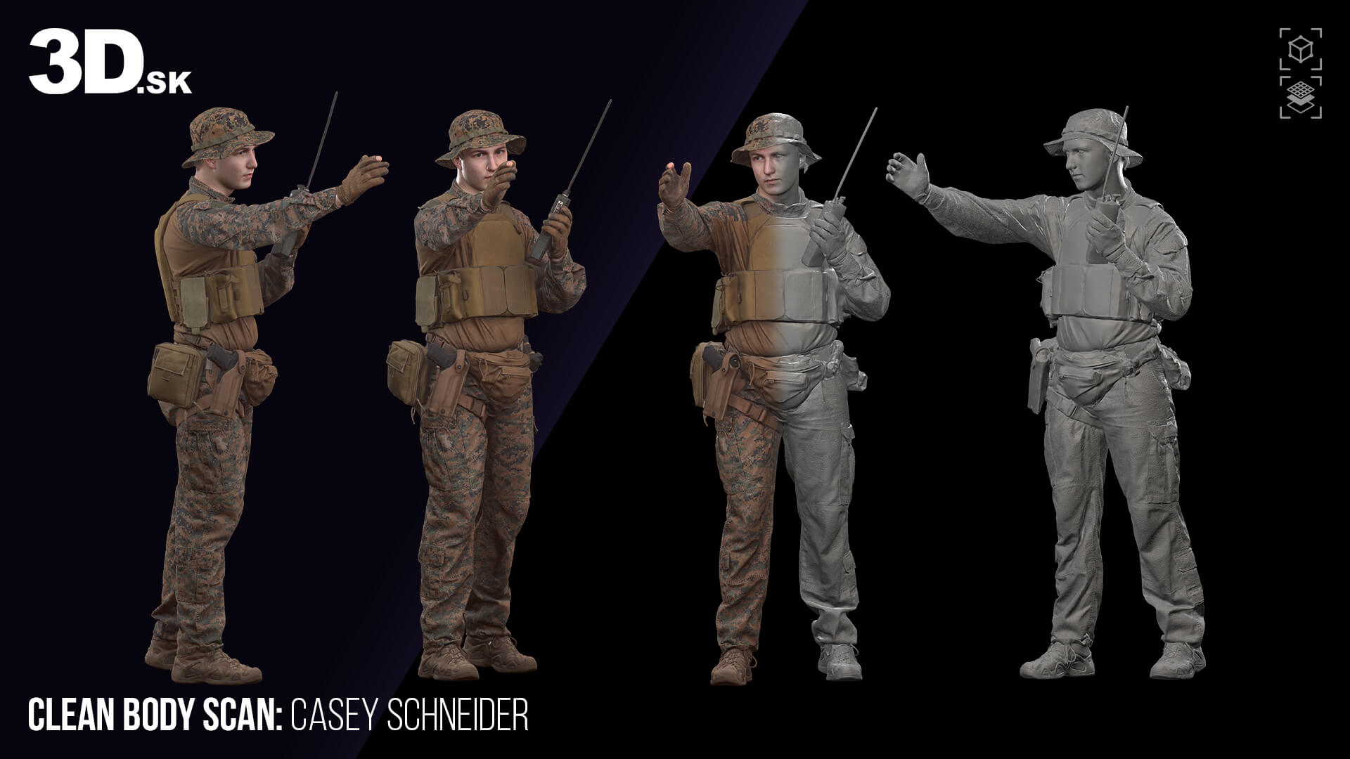 Clean Body 3D Scan Casey Schneider Army Radio by 3d-sk