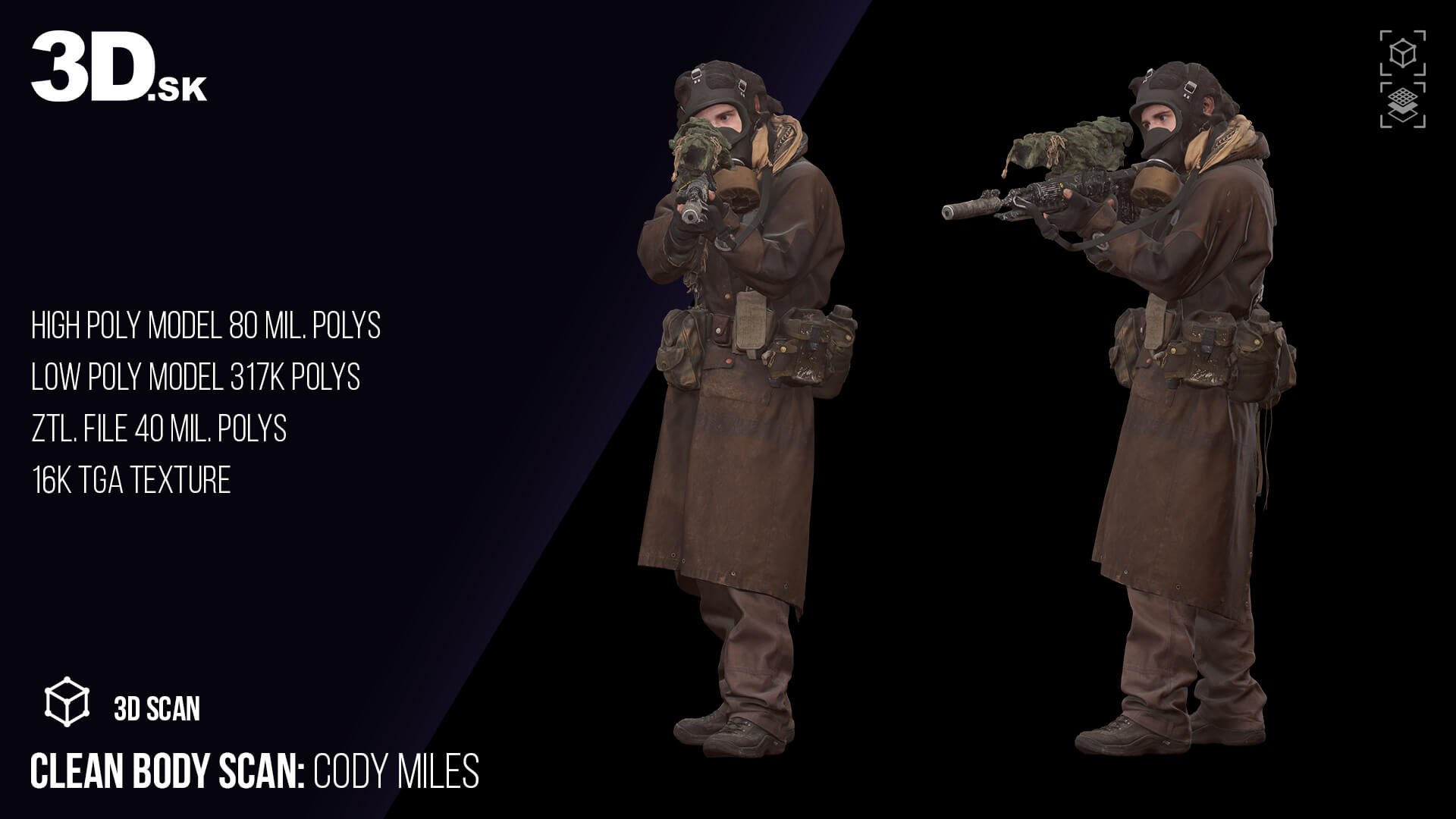Clean Body 3D Scan Cody Miles Army Stalker by 3d-sk