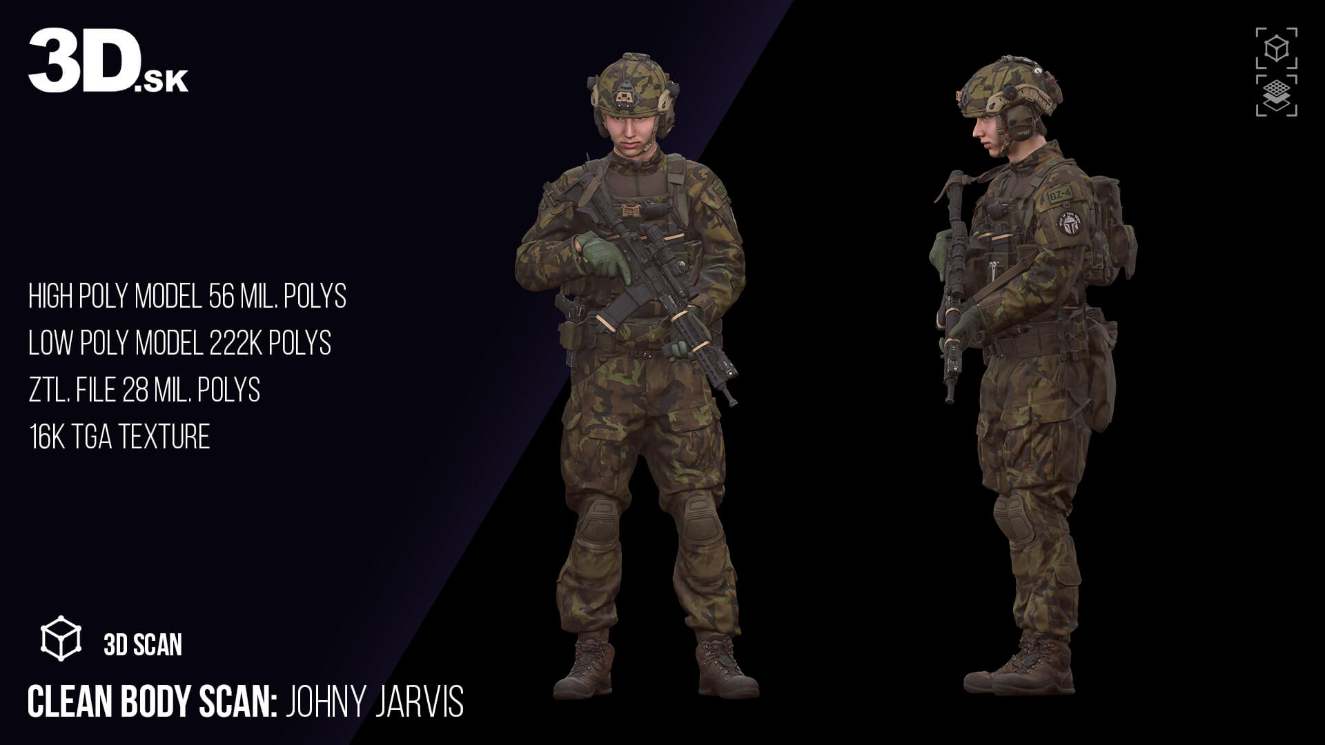 Clean Body 3D Scan Johny Jarvis Army by 3d-sk