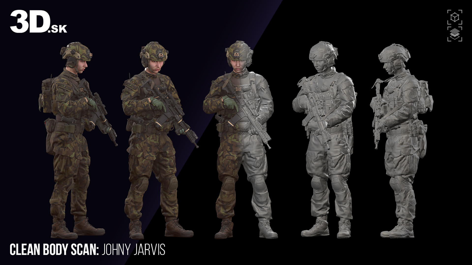 Clean Body 3D Scan Johny Jarvis Army by 3d-sk