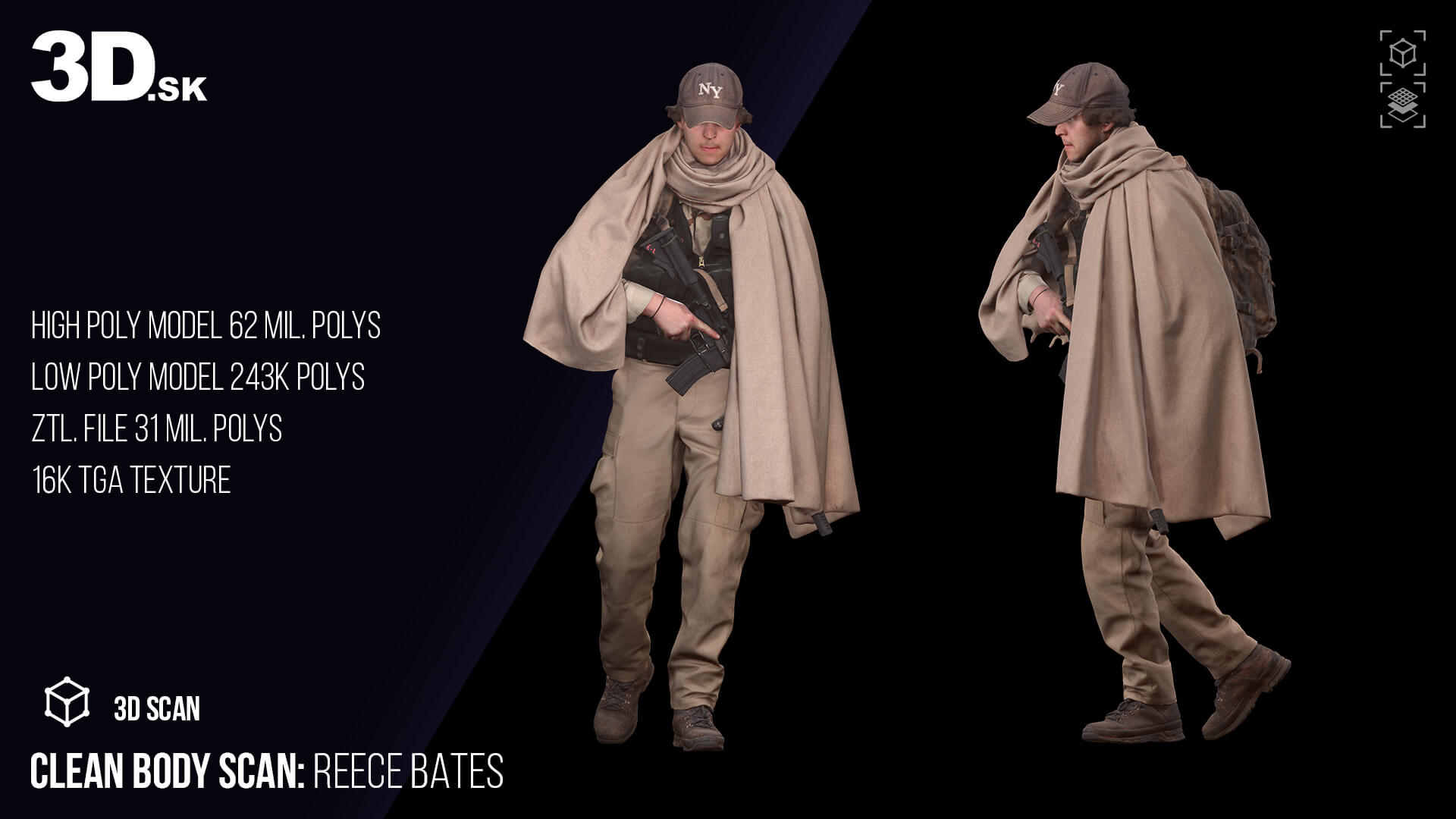 Clean Body 3D Scan Reece Bates Delta Force by 3d-sk