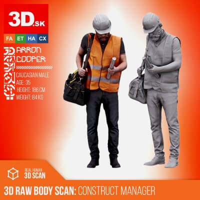 Cleaned 3D Body Scan Construct Manager Standing by 3d-sk