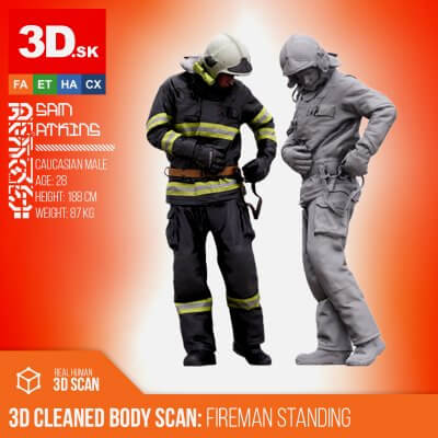 Cleaned 3D Body Scan Fireman Standing by 3d-sk