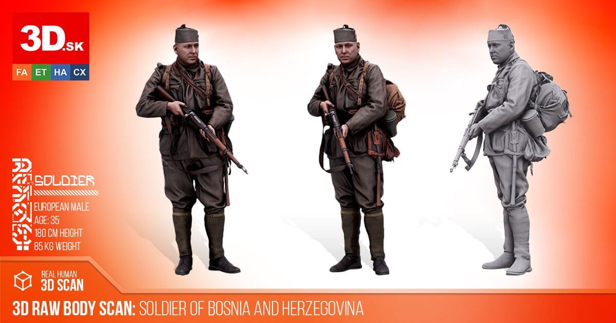 Cleaned 3D Body Scan of Soldier of Bosnia and Herzegovina by 3d-sk