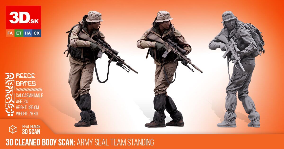 Cleaned 3D Scan - Reece Bates - Army Seal Team Standing by 3d-sk