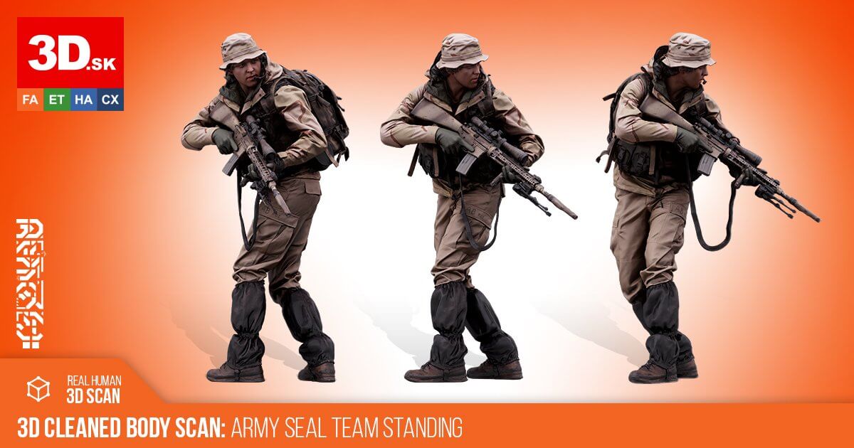 Cleaned 3D Scan - Reece Bates - Army Seal Team Standing by 3d-sk