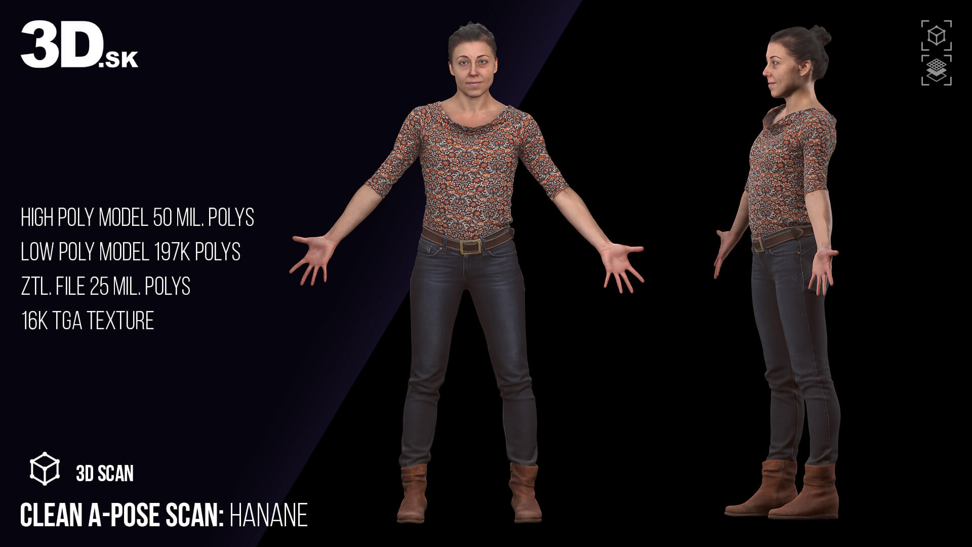 Cleaned a Pose Scan Hanane Clothed - 3D Model by 3d-sk
