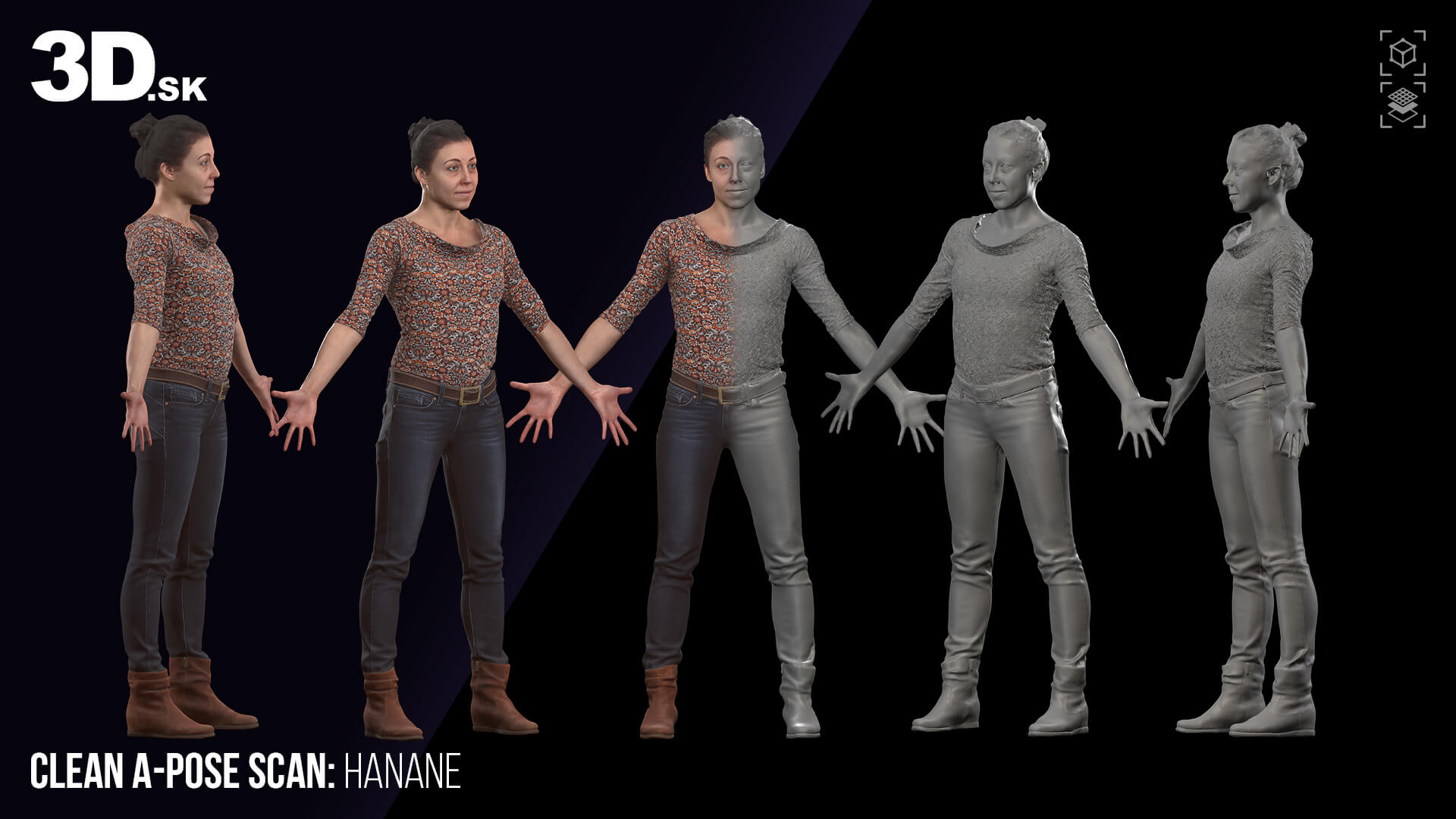 Cleaned a Pose Scan Hanane Clothed - 3D Model by 3d-sk