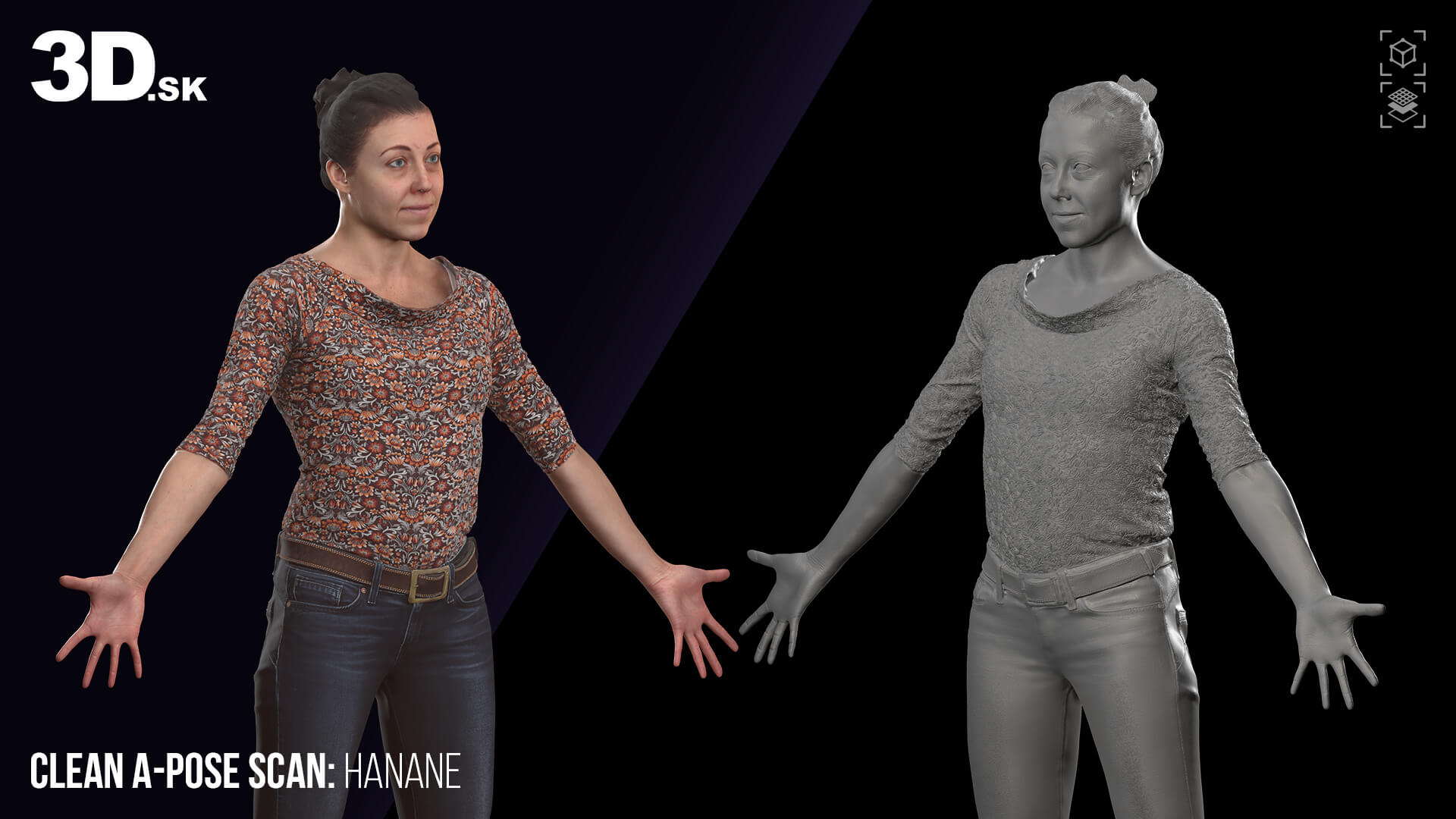 Cleaned a Pose Scan Hanane Clothed - 3D Model by 3d-sk