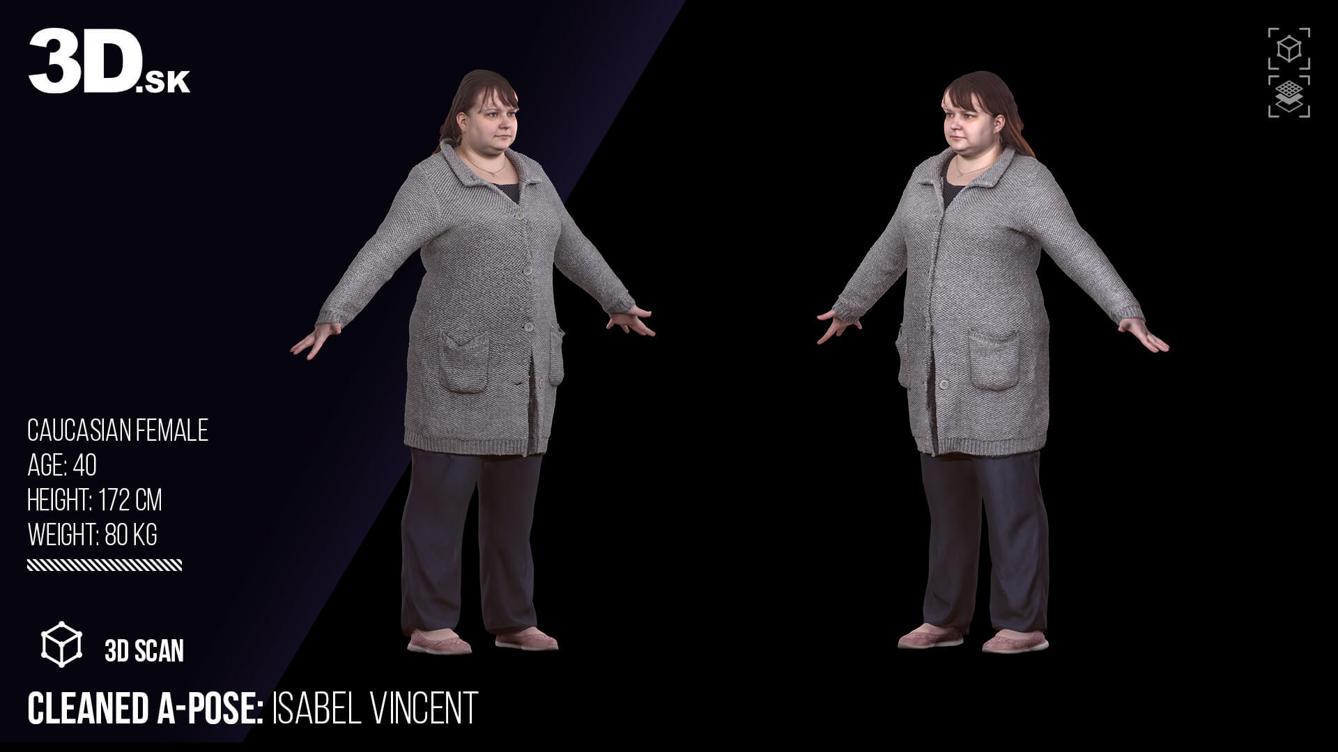 Cleaned A Pose Scan | Isabel Vincent Dressed - 3D Model by 3d-sk