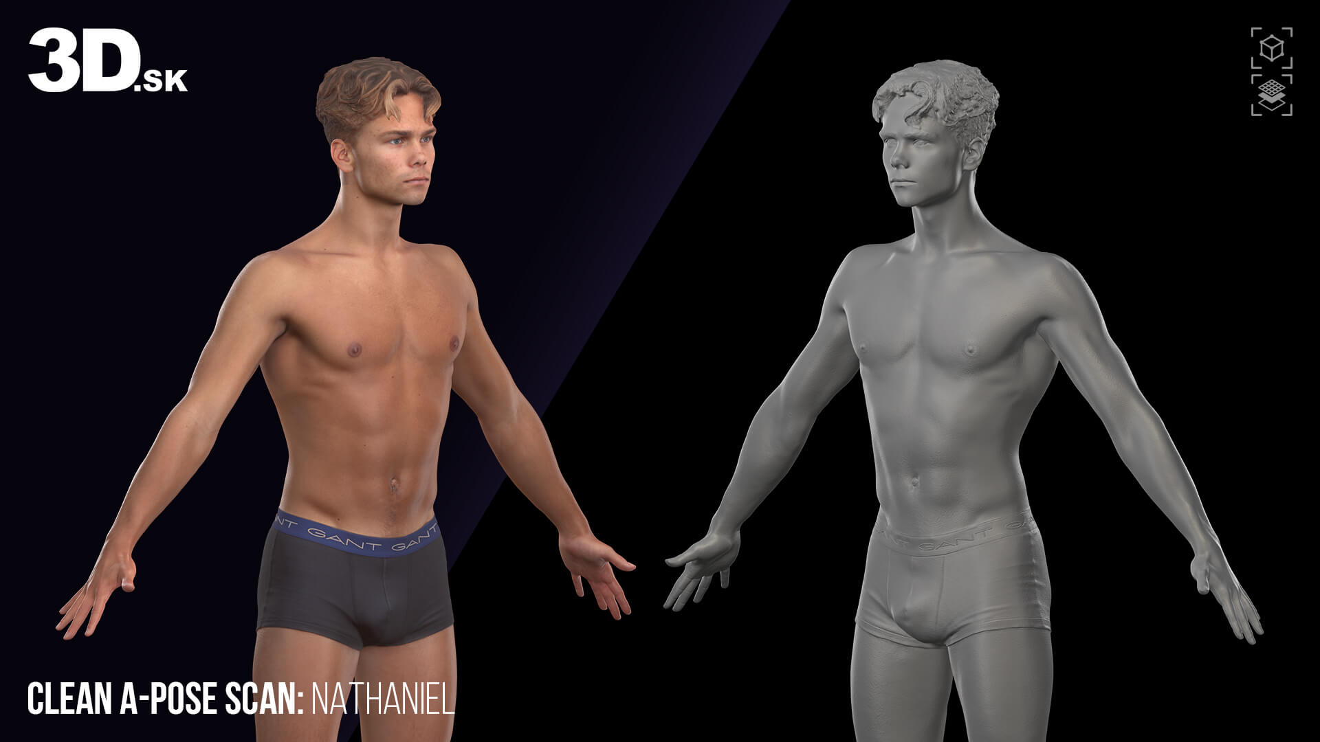 Cleaned a Pose Scan Nathaniel Underwear - 3D Model by 3d-sk