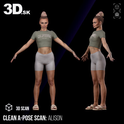 Cleaned Apose Scan Alison Clothed - 3D Model by 3d-sk