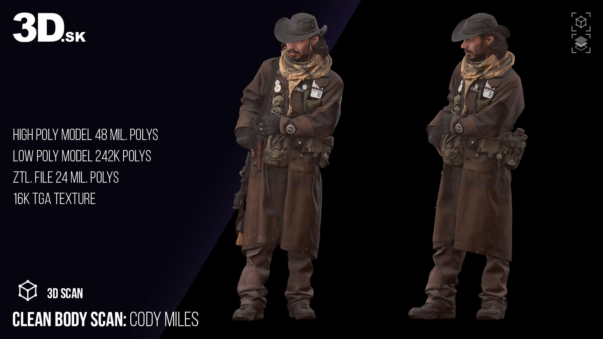Cleaned Body Scan Cody Miles Army Stalker - 3D Model by 3d-sk
