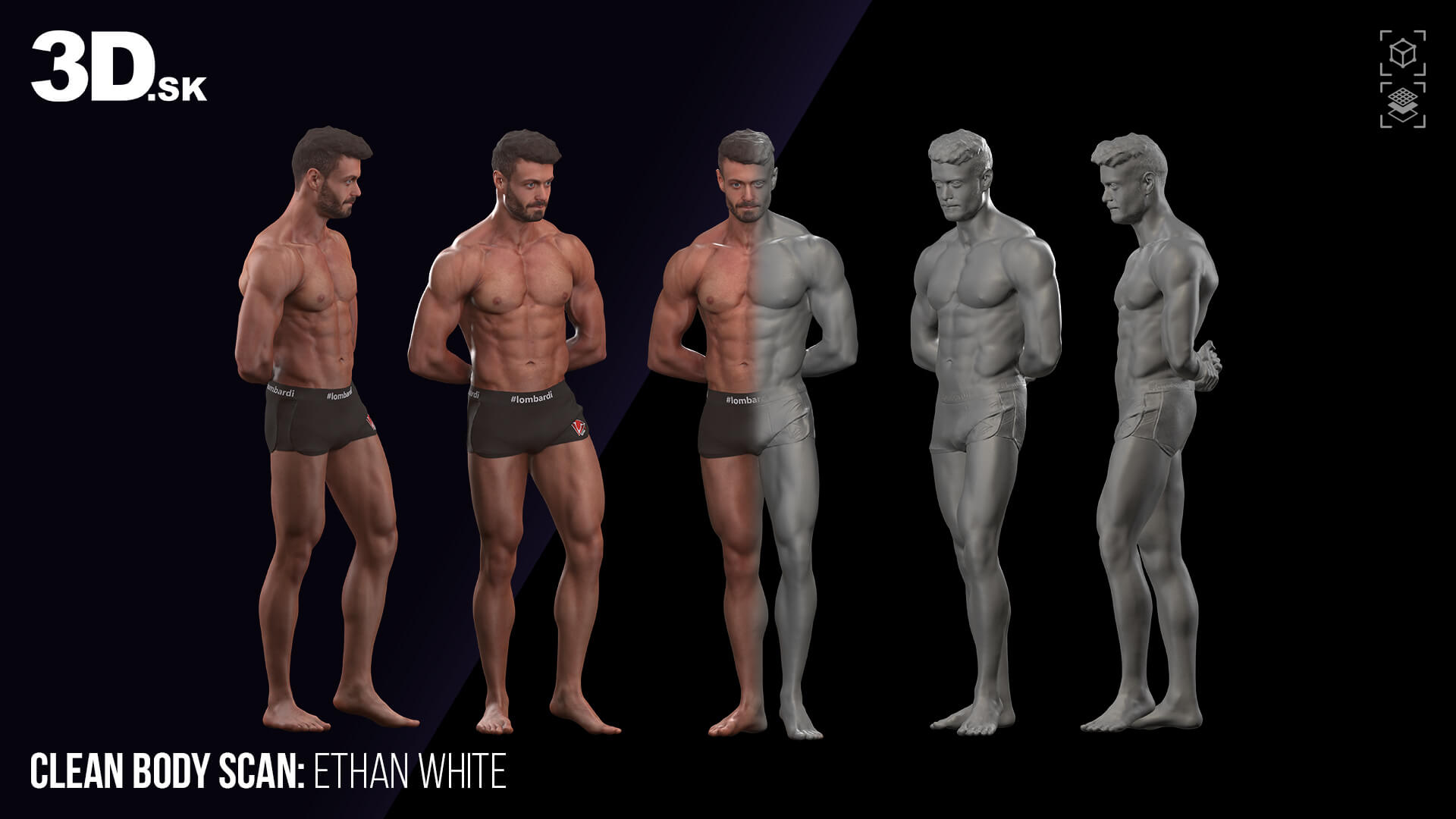 Cleaned Body Scan Ethan White Underwear - 3D Model by 3d-sk