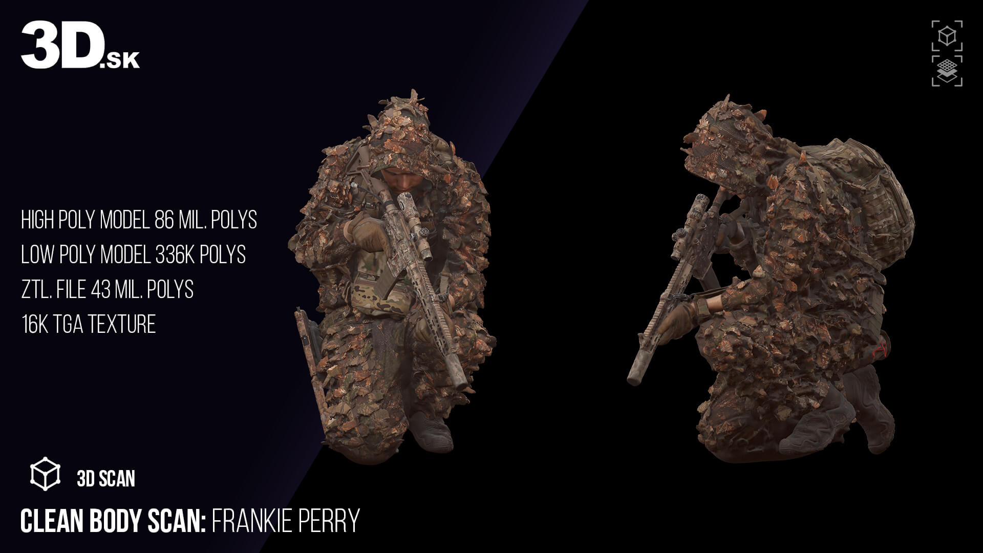 Cleaned Body Scan Frankie Perry Army Russian Sniper - 3D Model by 3d-sk