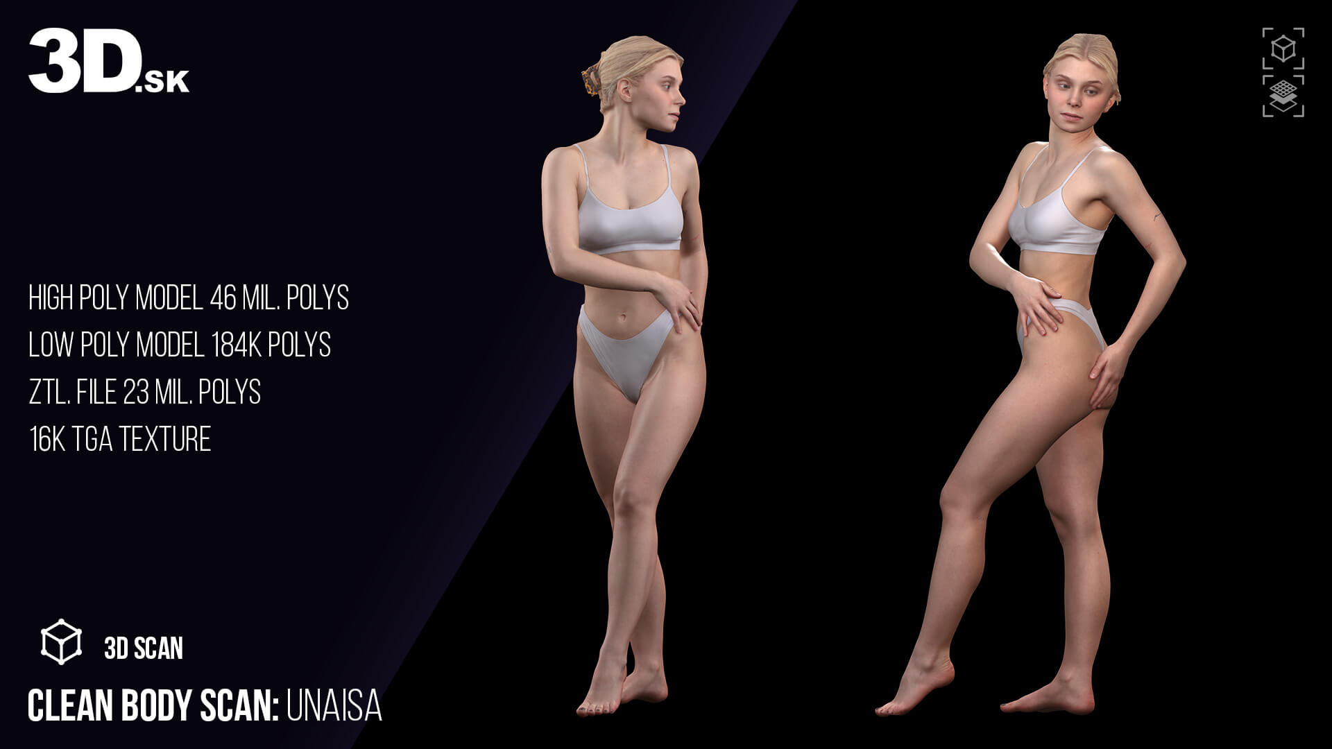 Cleaned Body Scan Unaisa Underwear - Free 3D Model by 3d-sk