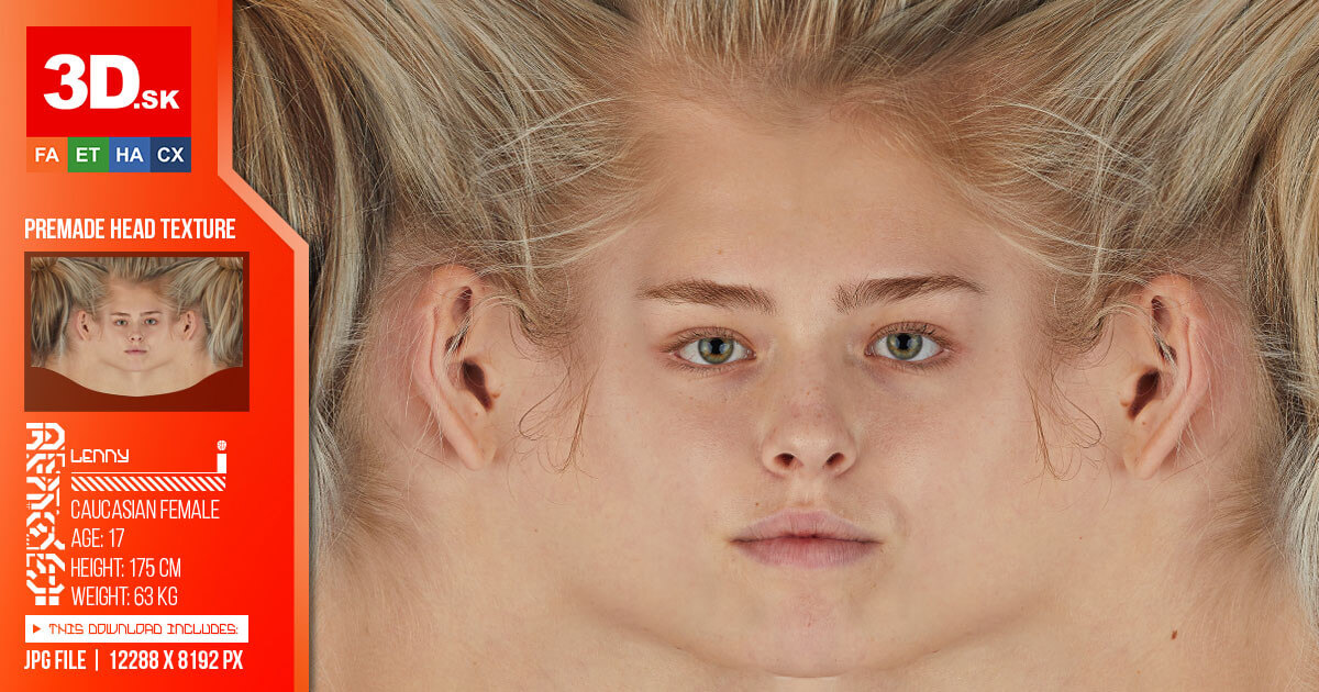 Premade Female Head Texture Lenny by 3d-sk