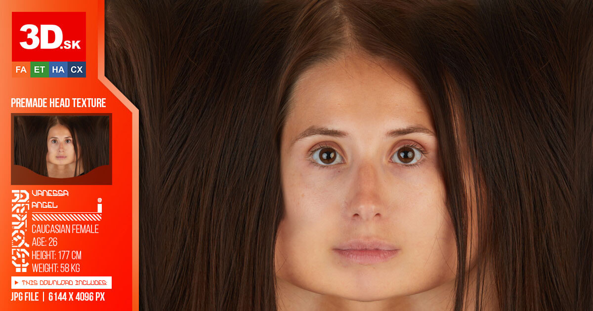 Premade Female Head Texture Vanessa Angel by 3d-sk