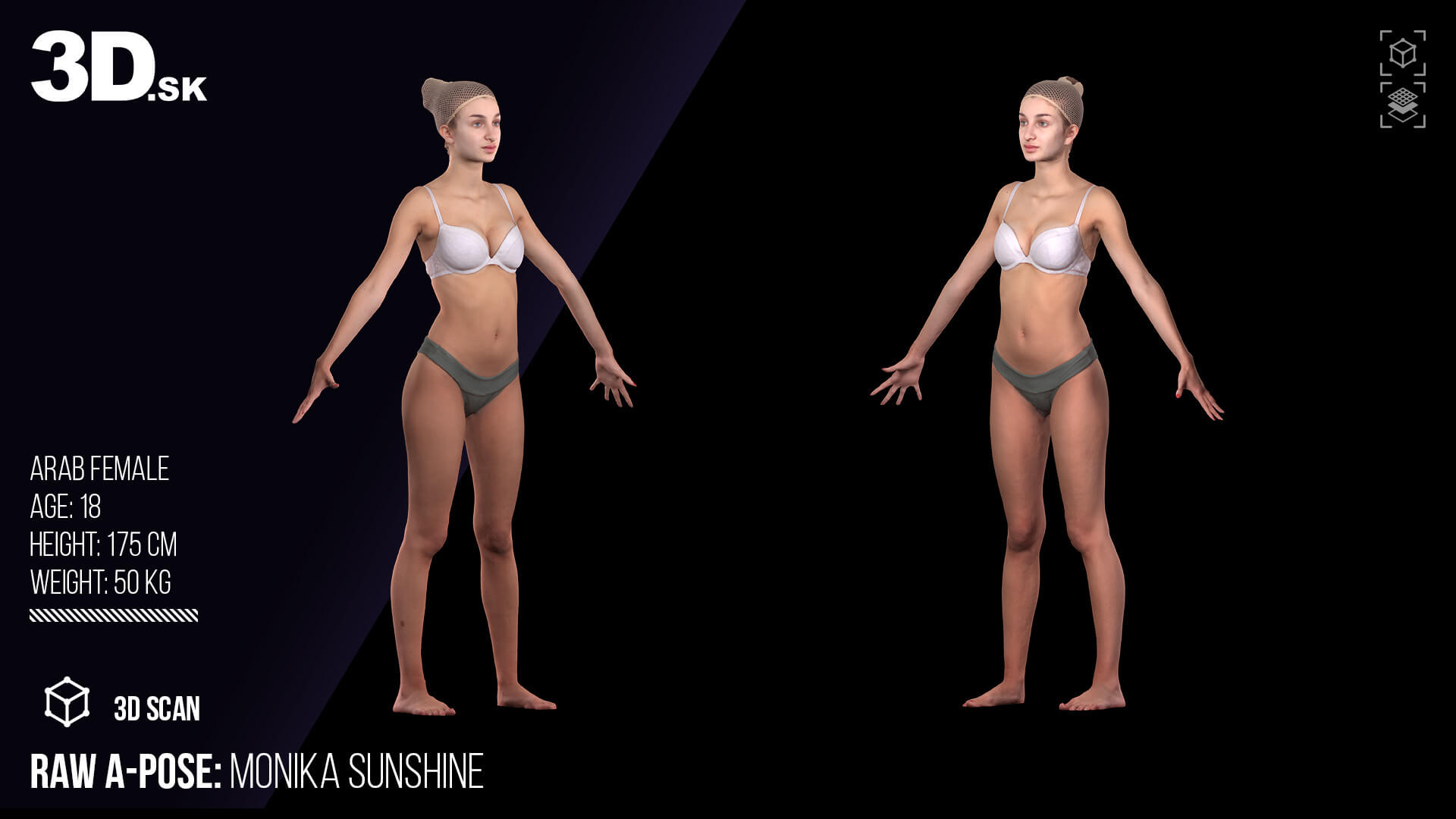 Raw A Pose Scan | Monika Sunshine - 3D Model by 3d-sk