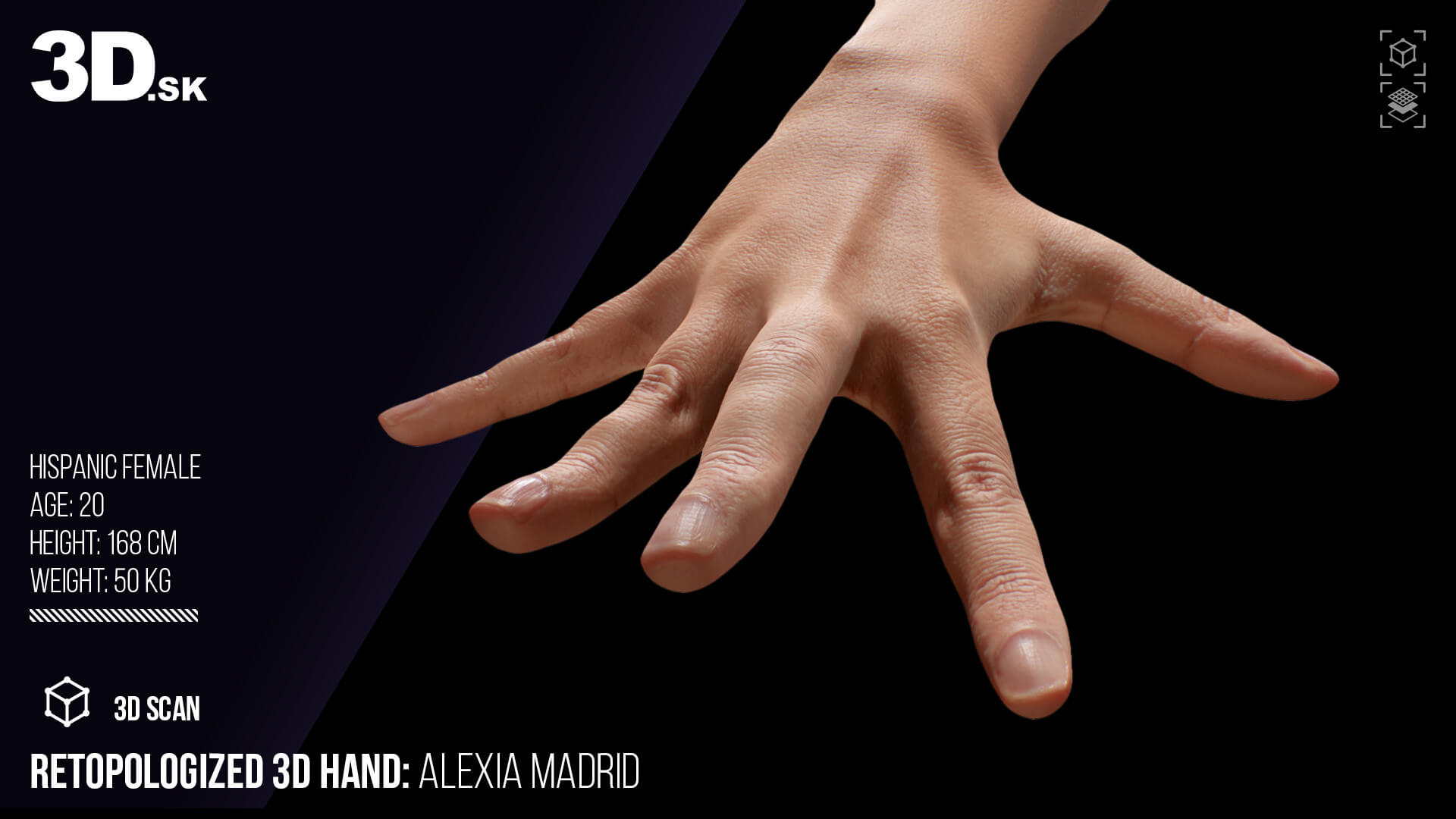 Retopologized Hand | Alexia Madrid - 3D Model by 3d-sk