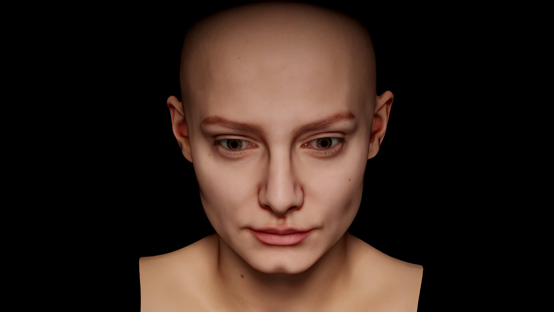 Retopologized Female Head Scan Lucy Evans - 3D Model by 3d-sk