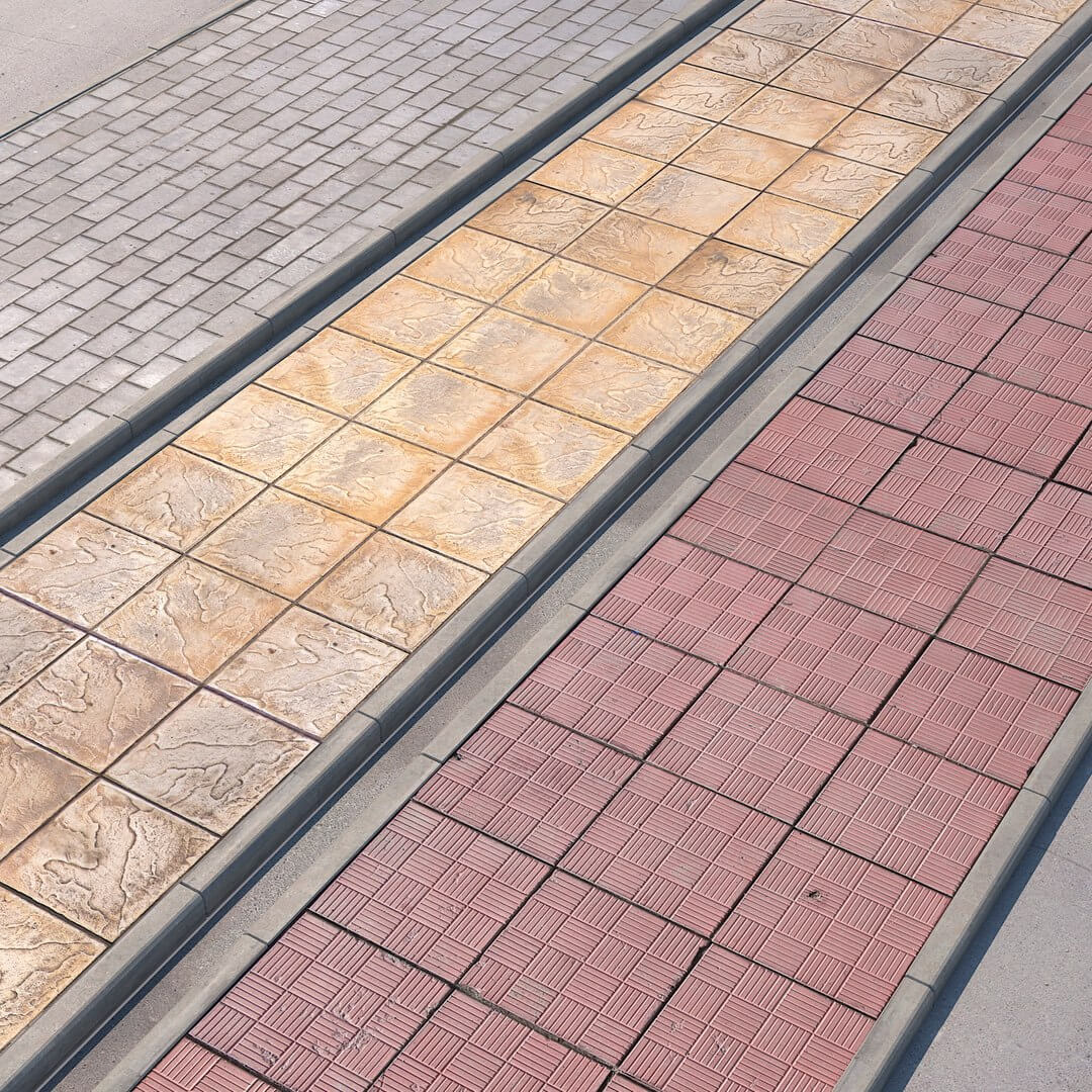 3 Variants of Pavement With Road - 3D Model by 3d skay blue