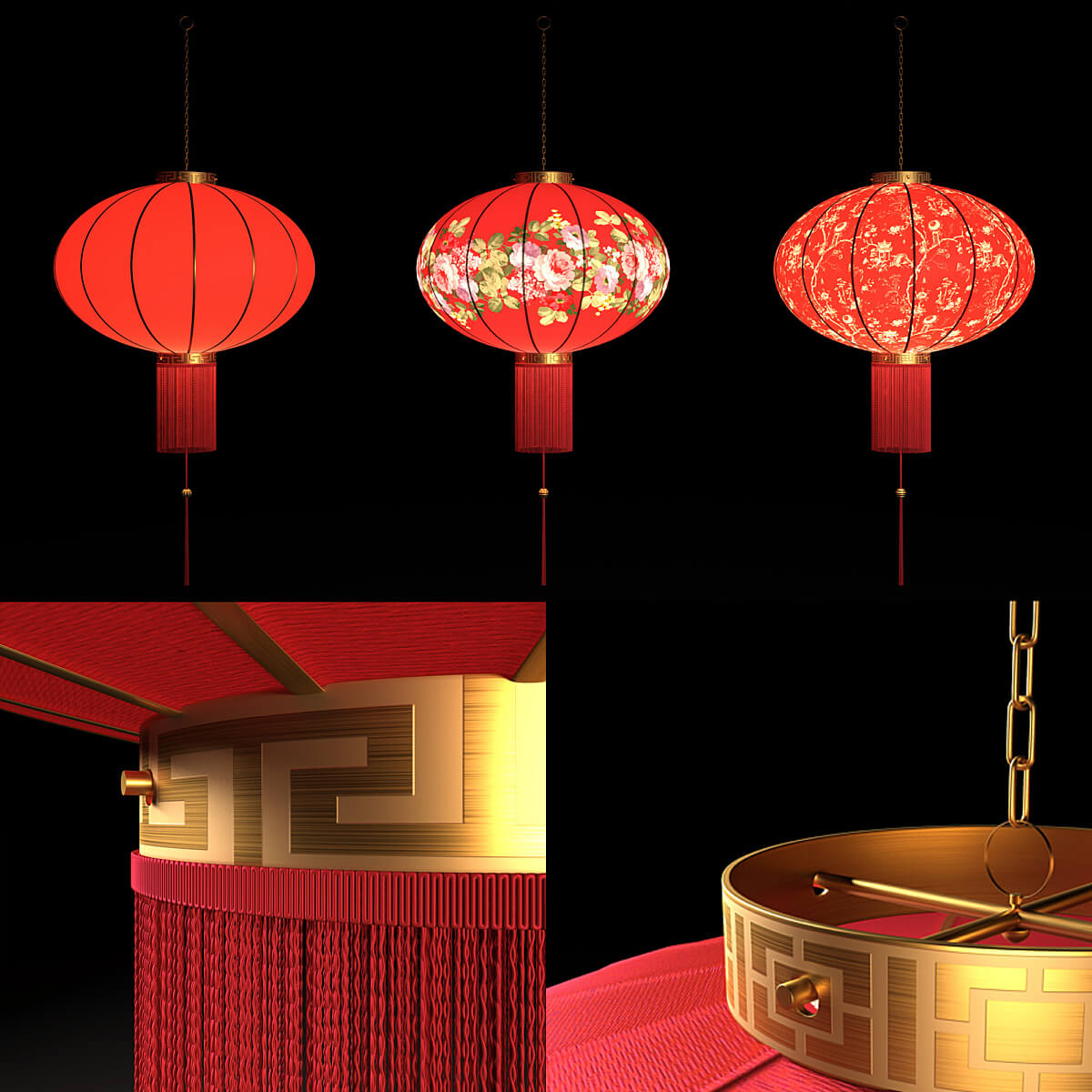 Chinese Lanterns - 3D Model by 3d skay blue