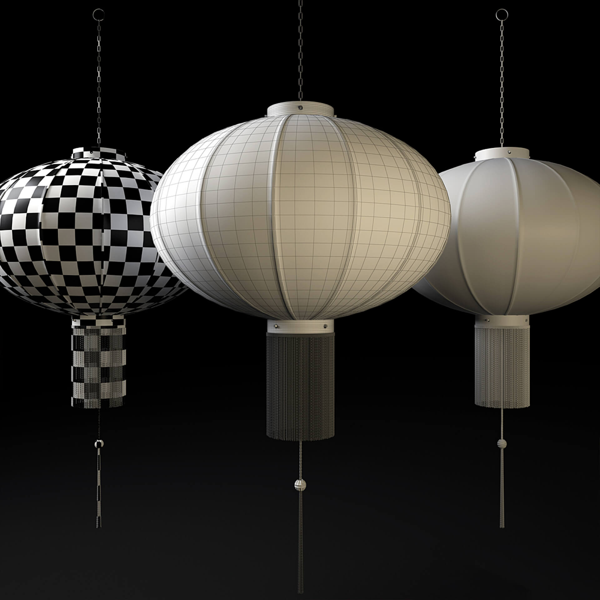Chinese Lanterns - 3D Model by 3d skay blue