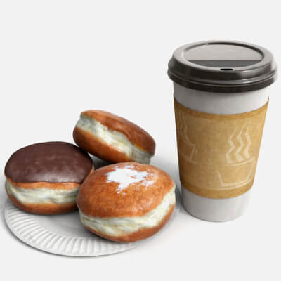 Coffee and Buns - 3D Model by 3d skay blue