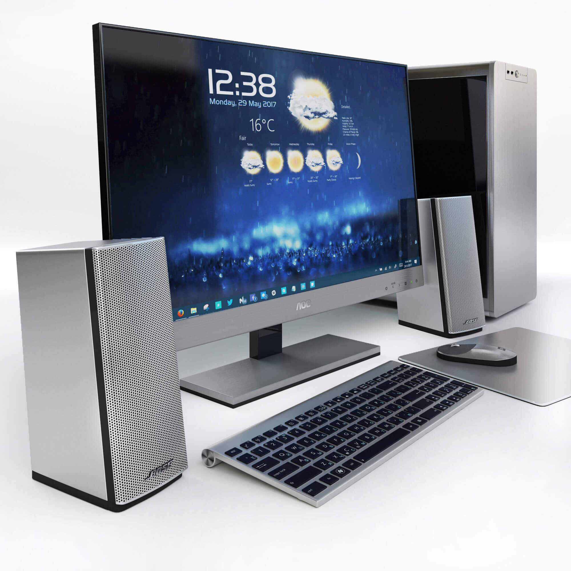 Monitor 27 Inc Aoc I2757Fm PC Case Jonsbo - 3D Model by 3d skay blue