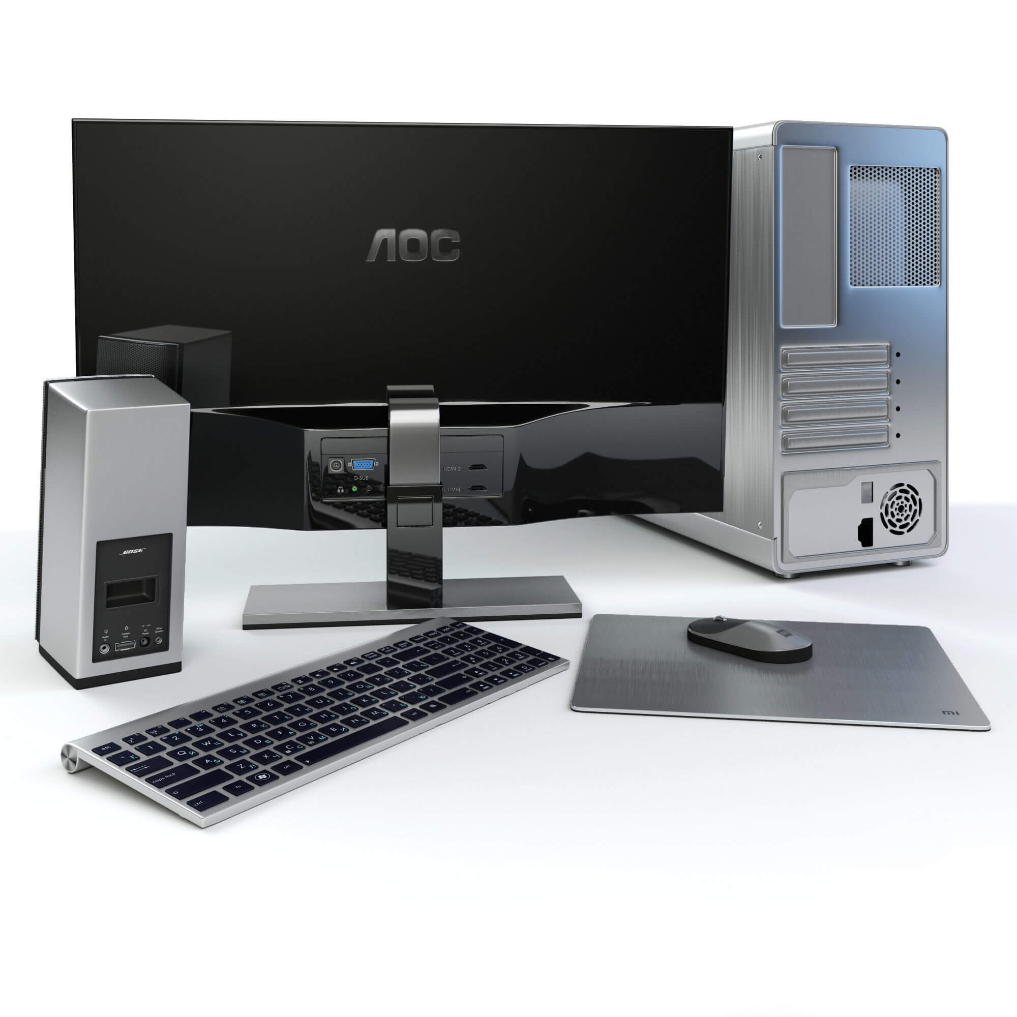 Monitor 27 Inc Aoc I2757Fm PC Case Jonsbo - 3D Model by 3d skay blue